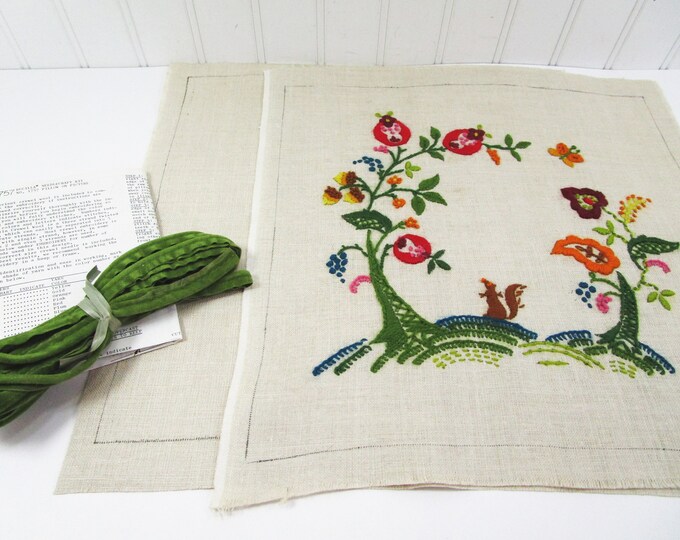 Vintage Crewel Embroidery Artwork Colorful Birds and Flowers - Etsy