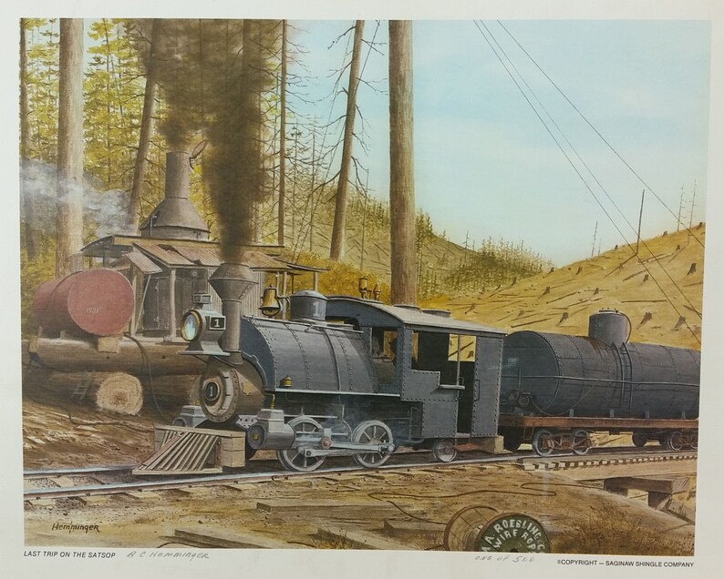 Northwest Logging Railroad Prints on Linen B C Hemminger | Etsy