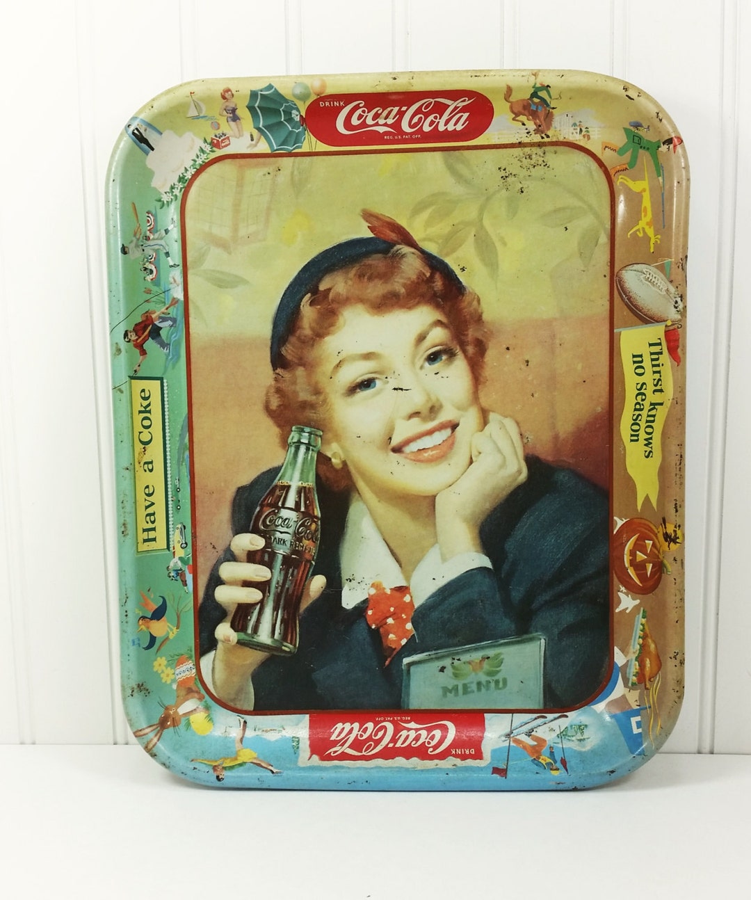 Coca Cola Serving Tray Woman With Coke Bottle Have a Coke Thirst Knows ...