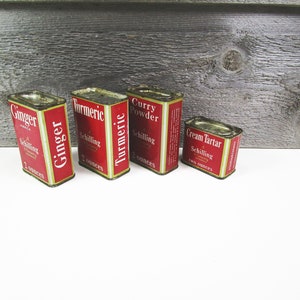 Red Shilling Spice Tins Vintage Ginger Turmeric Curry Powder Cream of ...
