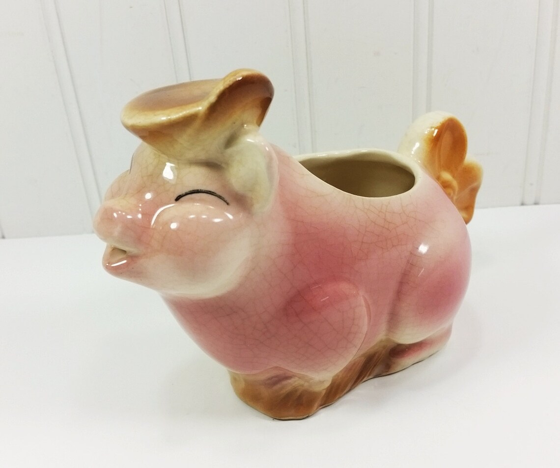 Spaulding Pig Creamer Pitcher Vintage China Beret Wearing Pig | Etsy