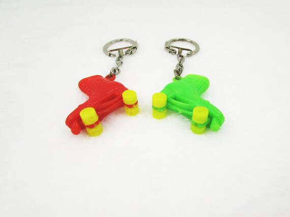 Roller Skate Zipper Pull or Key Ring 1980's Red and G… - Gem