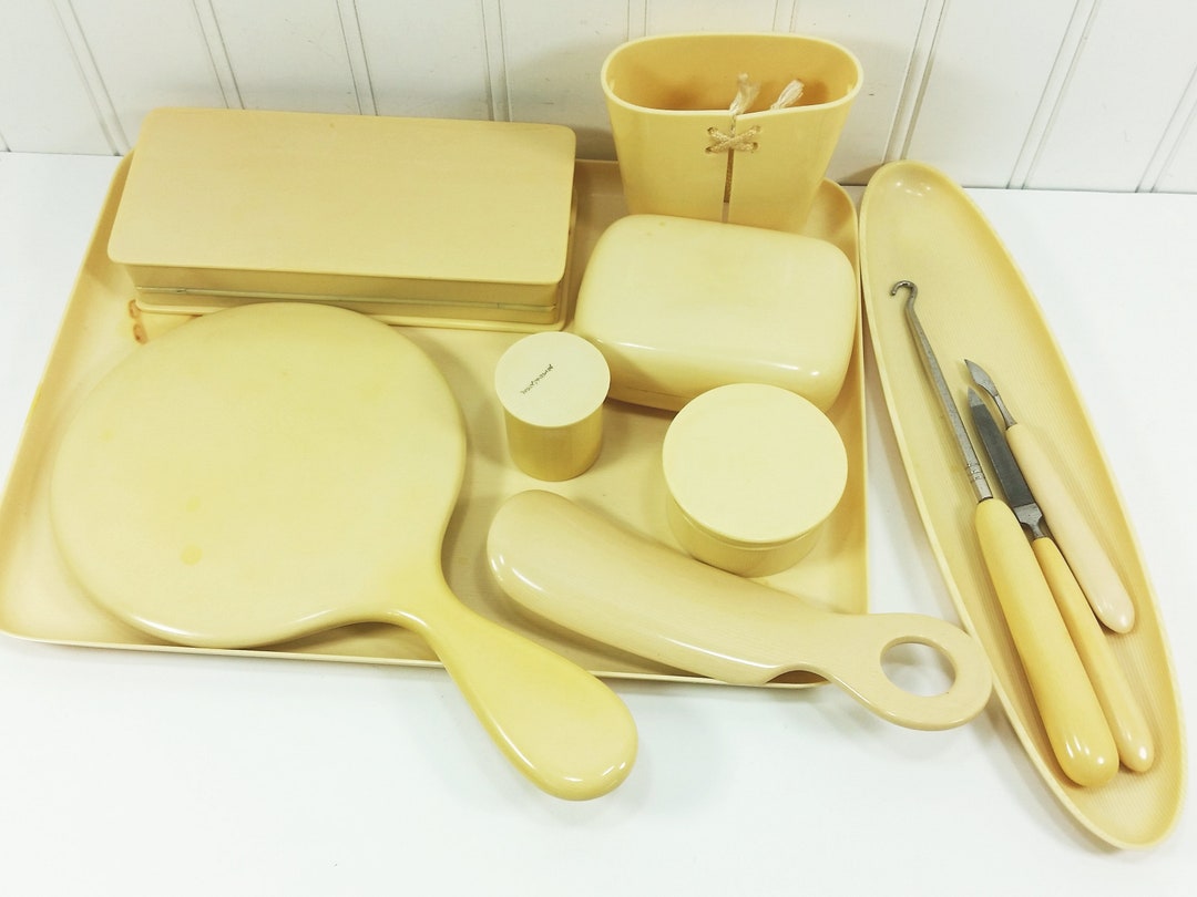 Pyralin Toiletry Set Early 1900s Ivory Celluloid Bath Accessory 13 ...