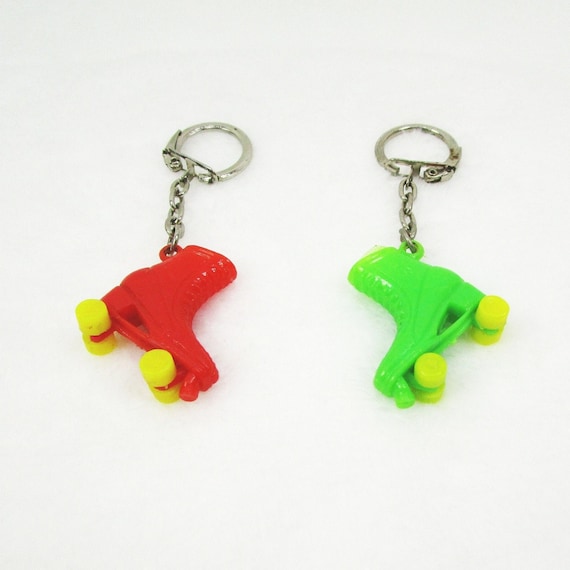 Roller Skate Zipper Pull or Key Ring 1980's Red and G… - Gem
