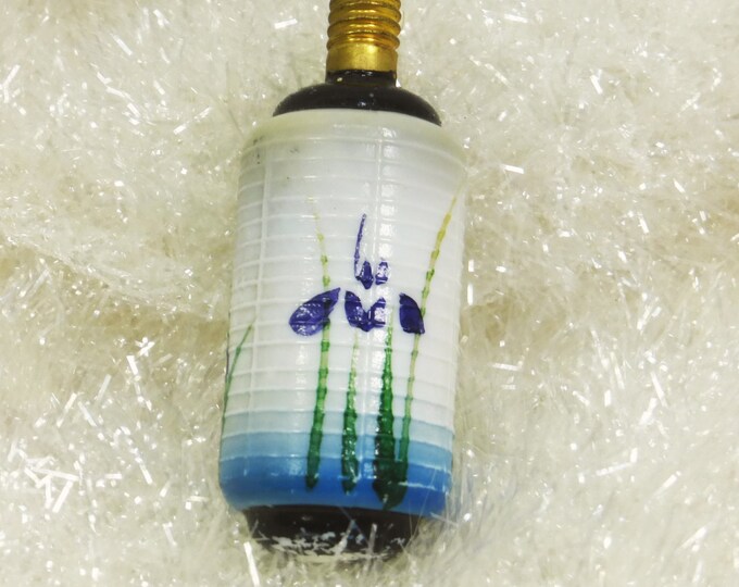 Milk Glass Light Bulb With Japanese Iris Blue and White - Etsy