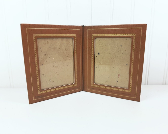 Faux Leather Bi-fold Frame With Gold Detail, Light Brown 3 X 4 Inch ...