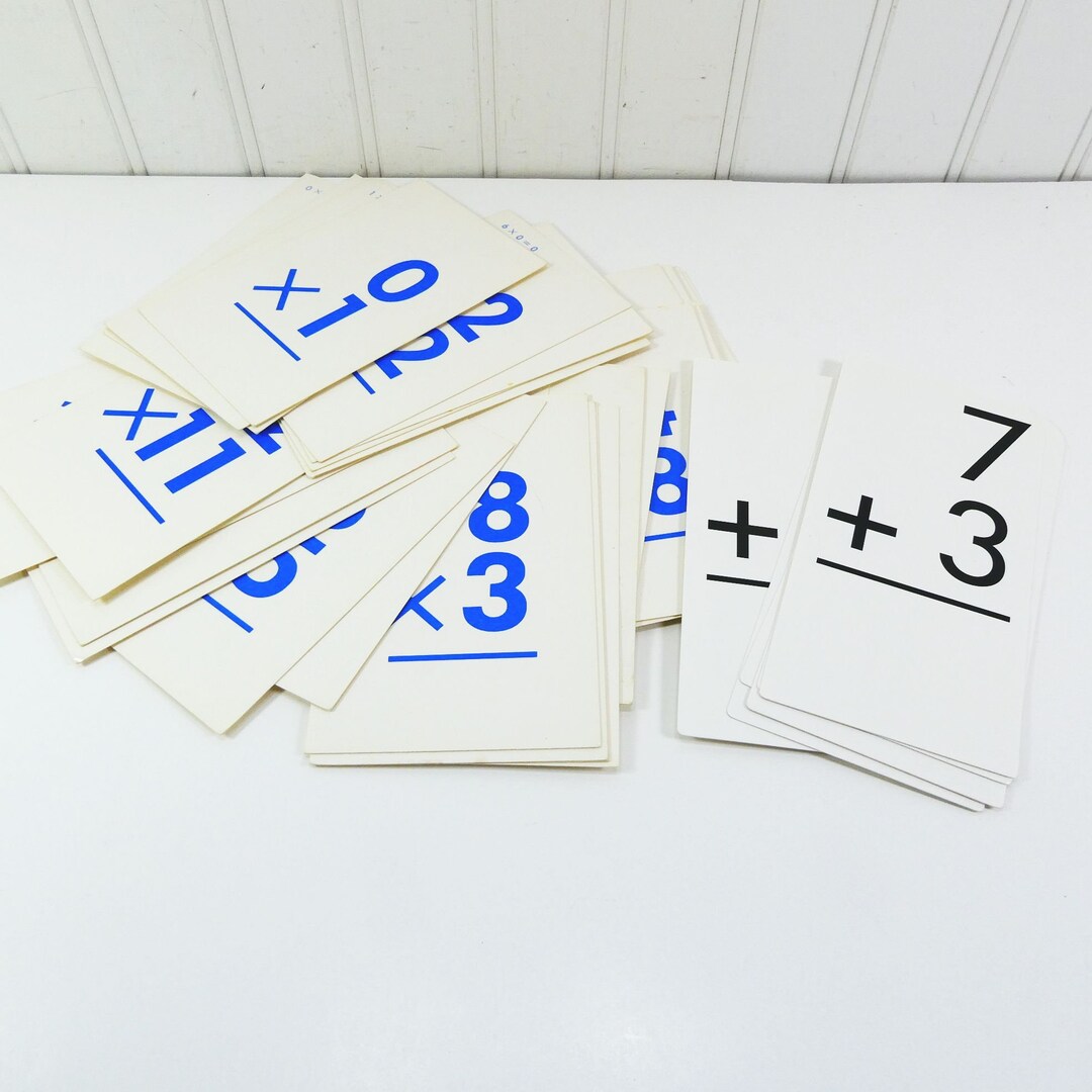 Math Flashcards Vintage Arithmetic Multiplication Addition Incomplete ...