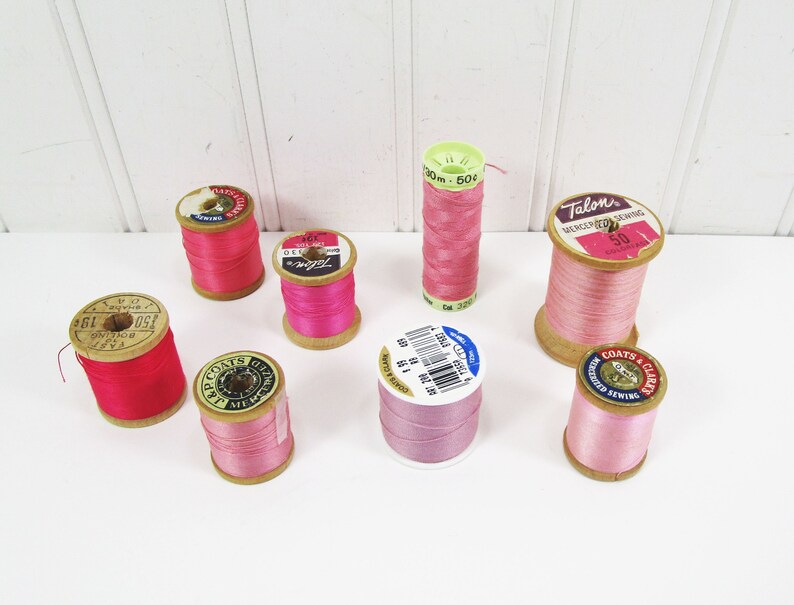 Shades of Pink Thread on Wooden Spools Bright and Light Pink - Etsy