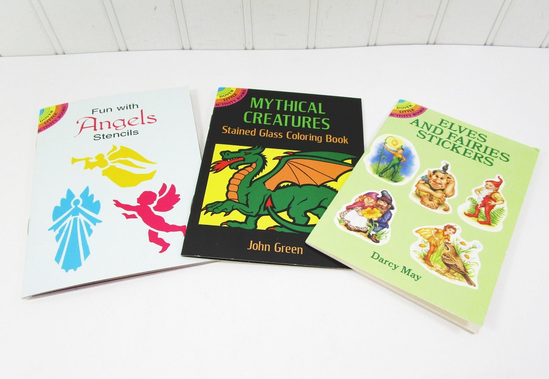 Mythical Creatures Coloring Book Elves and Fairies Stickers 1990s Dover ...