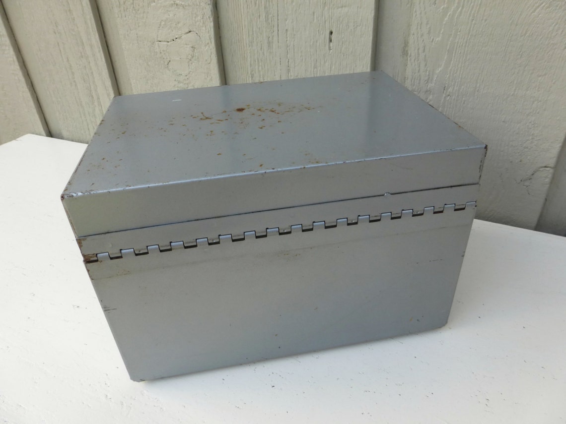 Hinged Lid Metal Box Metal Storage Box Industrial Gray Heavy Etsy
