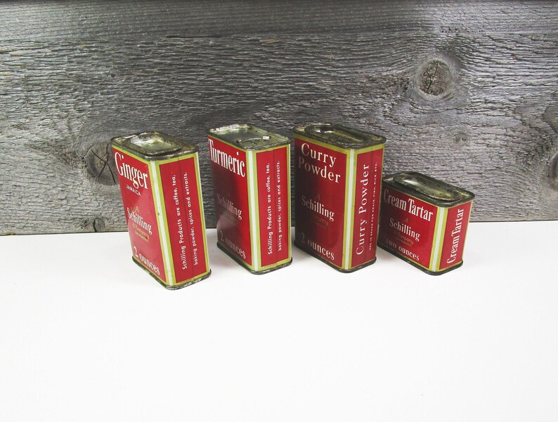 Red Shilling Spice Tins Vintage Ginger Turmeric Curry Powder - Etsy