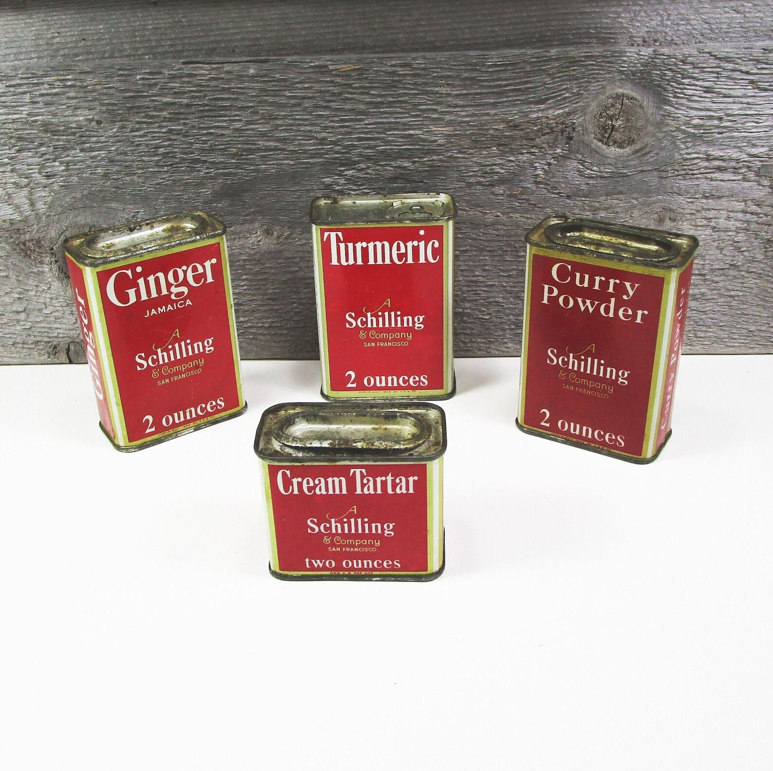 Red Shilling Spice Tins Vintage Ginger Turmeric Curry Powder - Etsy
