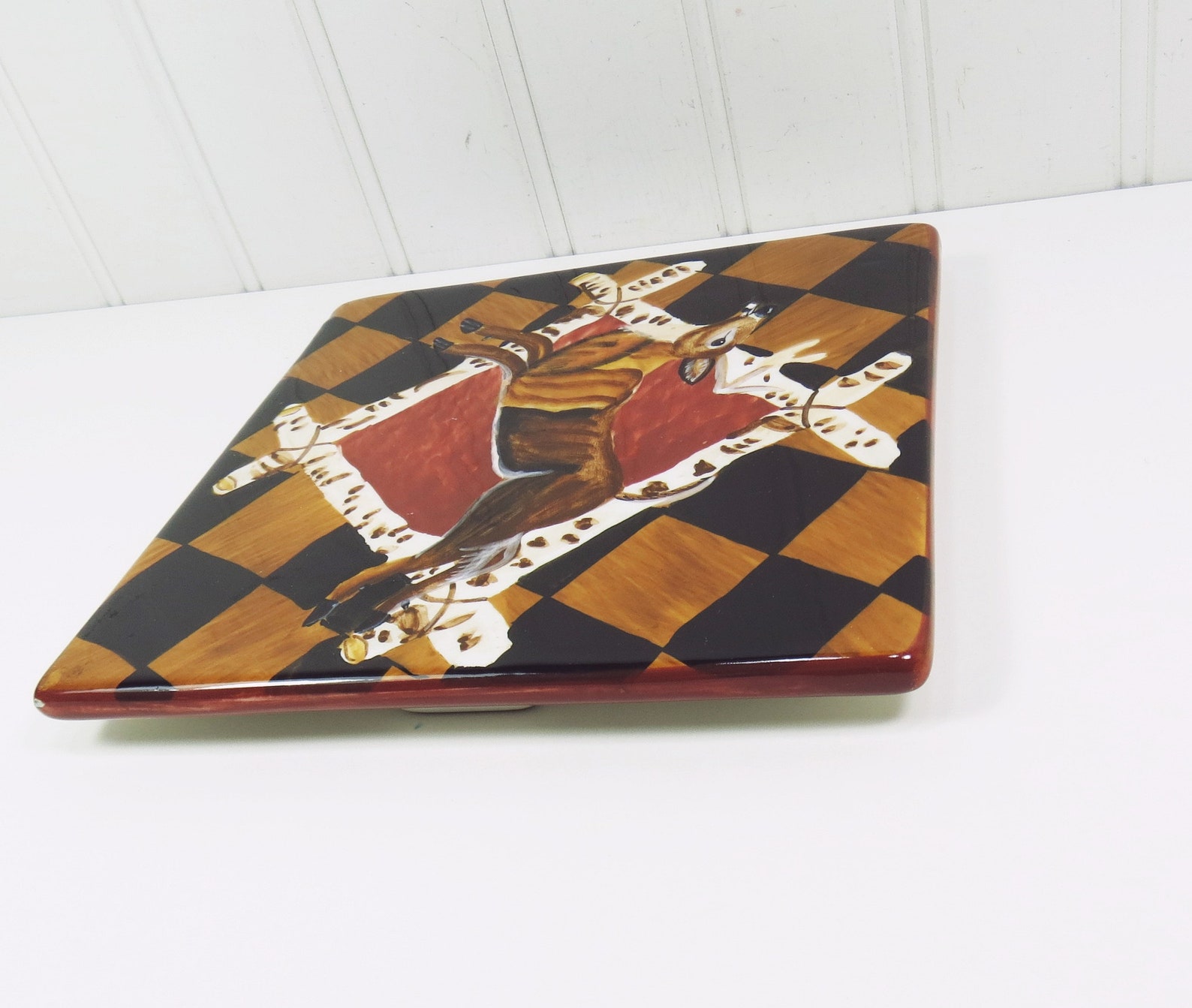 Deer Trivet Hand Painted by Suzan Riggsbee White Vintage - Etsy