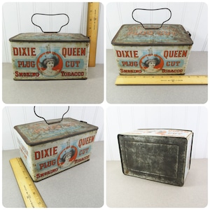 Dixie Queen Tobacco Tin Large Lid With Handle Plug Cut Smoking Tobacco ...