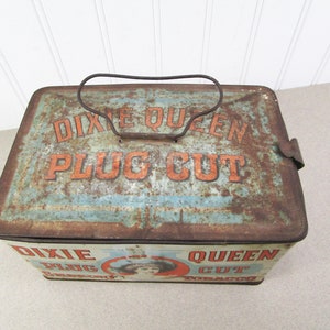 Dixie Queen Tobacco Tin Large Lid With Handle Plug Cut Smoking Tobacco ...