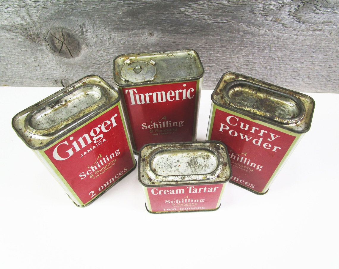 Red Shilling Spice Tins Vintage Ginger Turmeric Curry Powder - Etsy
