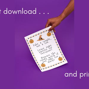 Instant Download Halloween Trick or Treat Printable Sign, Trick or ...