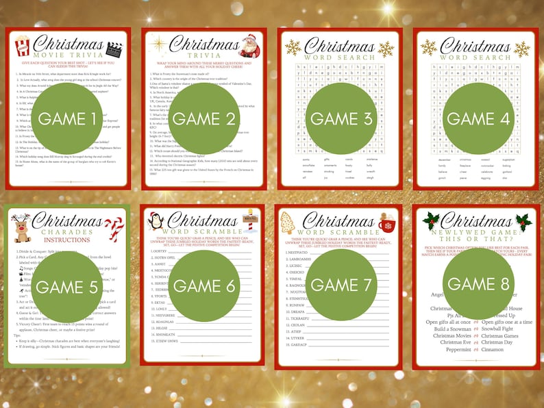Printable Christmas Game Bundle | Christmas Party Games | Christmas ...