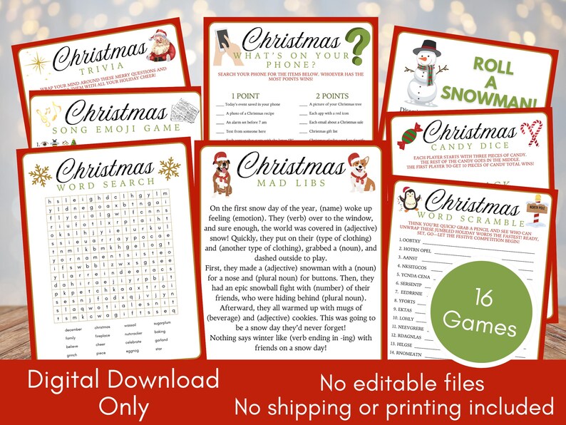 Printable Christmas Game Bundle | Christmas Party Games | Christmas ...