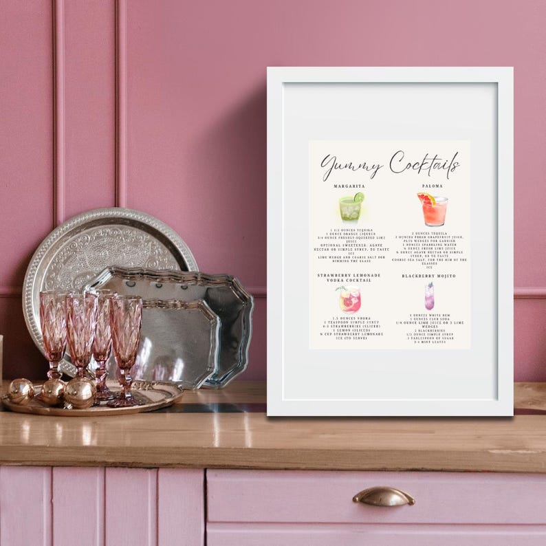 Printable Signature Drinks Menu: Cocktail Bar Sign (digital Download ...