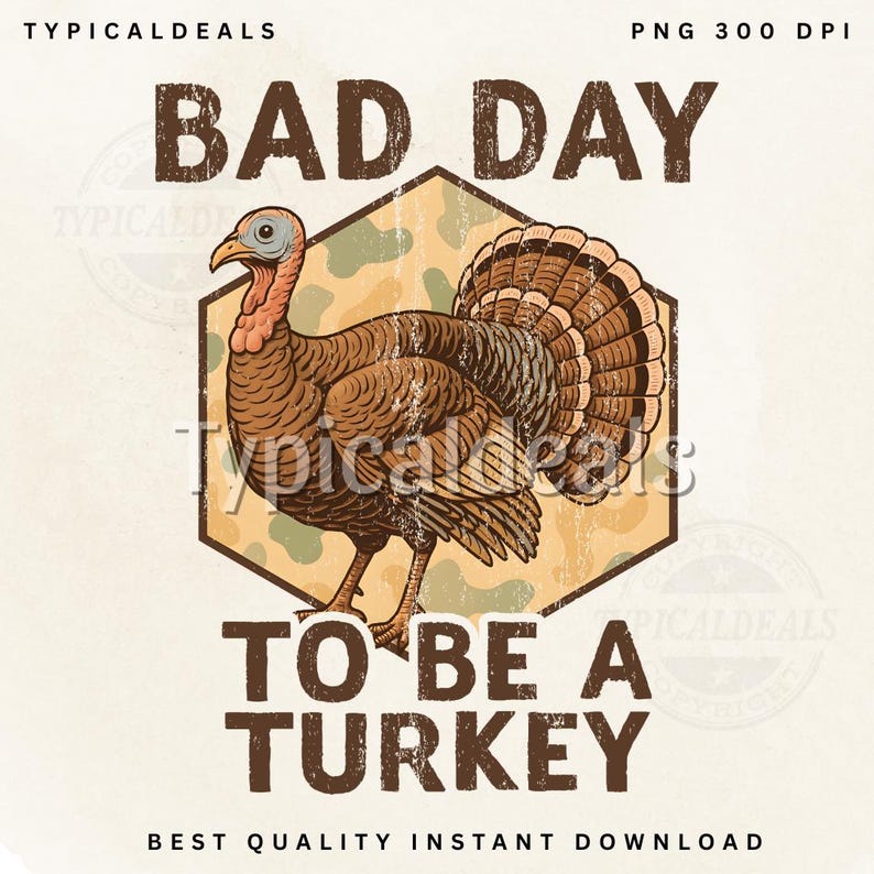 Camo Turkey PNG: Bad Day to Be a Turkey, Hunting Shirt Design (digital ...