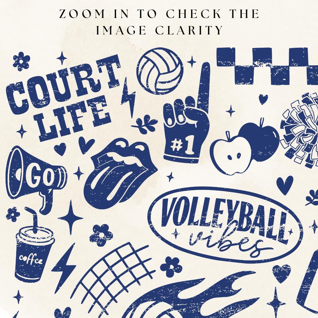 Retro Volleyball Vibes SVG PNG | Vintage Doodle Game Day Volleyball ...