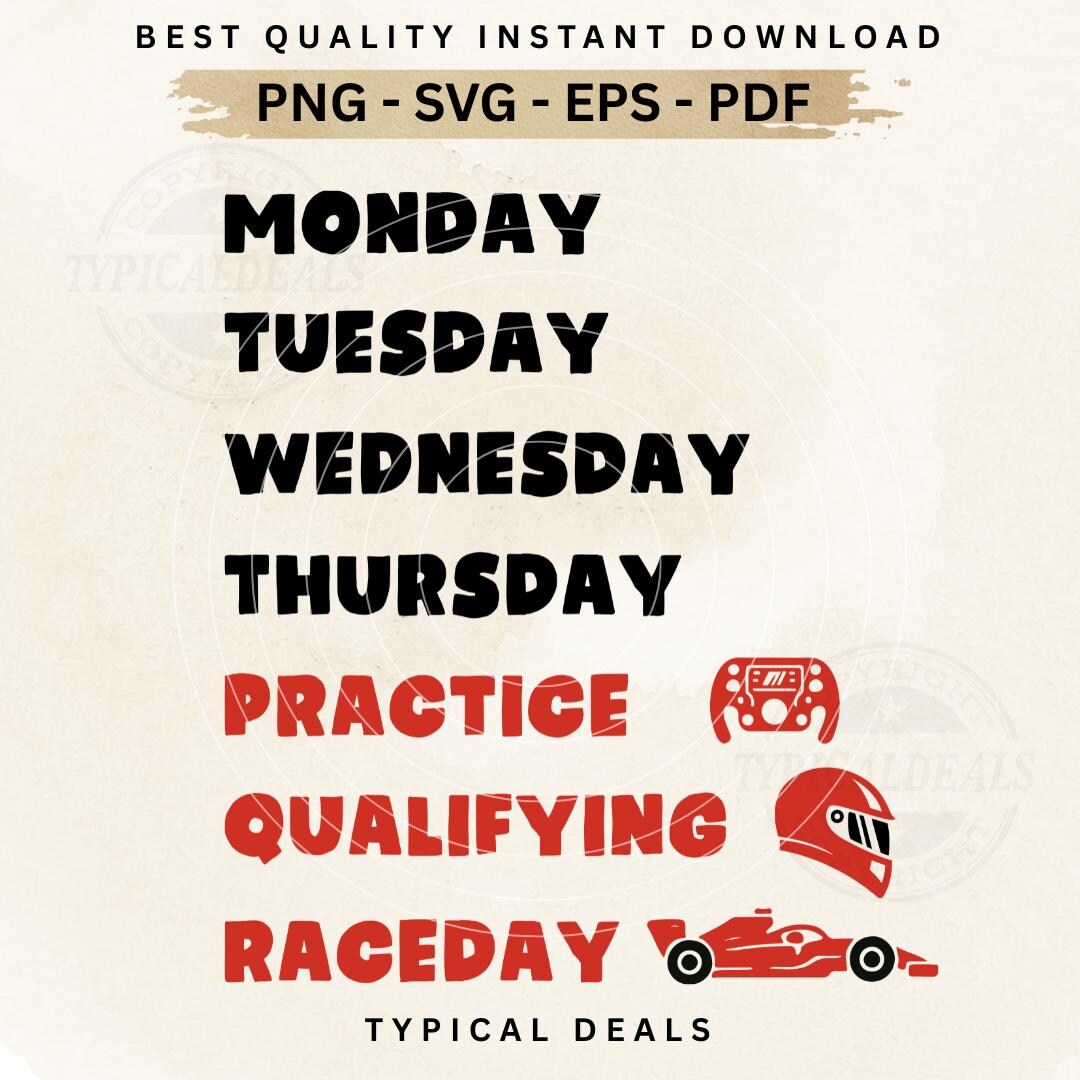 Racing Weekly Schedule SVG PNG – Race Day, Practice, Qualifying ...