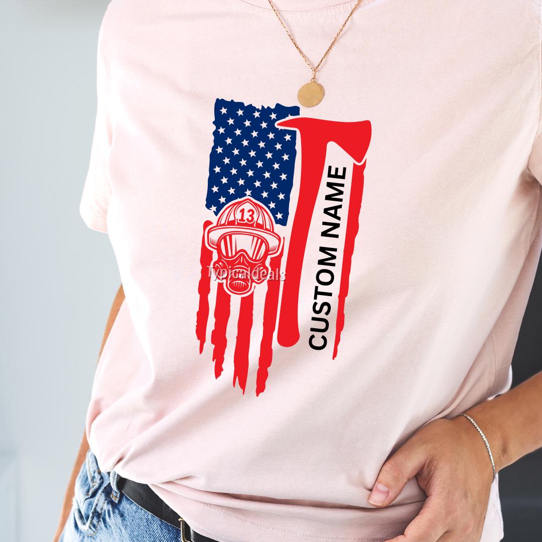 Personalized Firefighter Flag SVG PNG: Custom American Fire Dept Flag ...