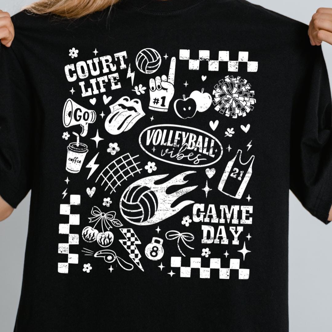 Retro Volleyball Vibes SVG PNG | Vintage Doodle Game Day Volleyball ...