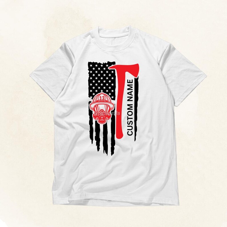 Personalized Firefighter Flag SVG PNG: Custom American Fire Dept Flag ...