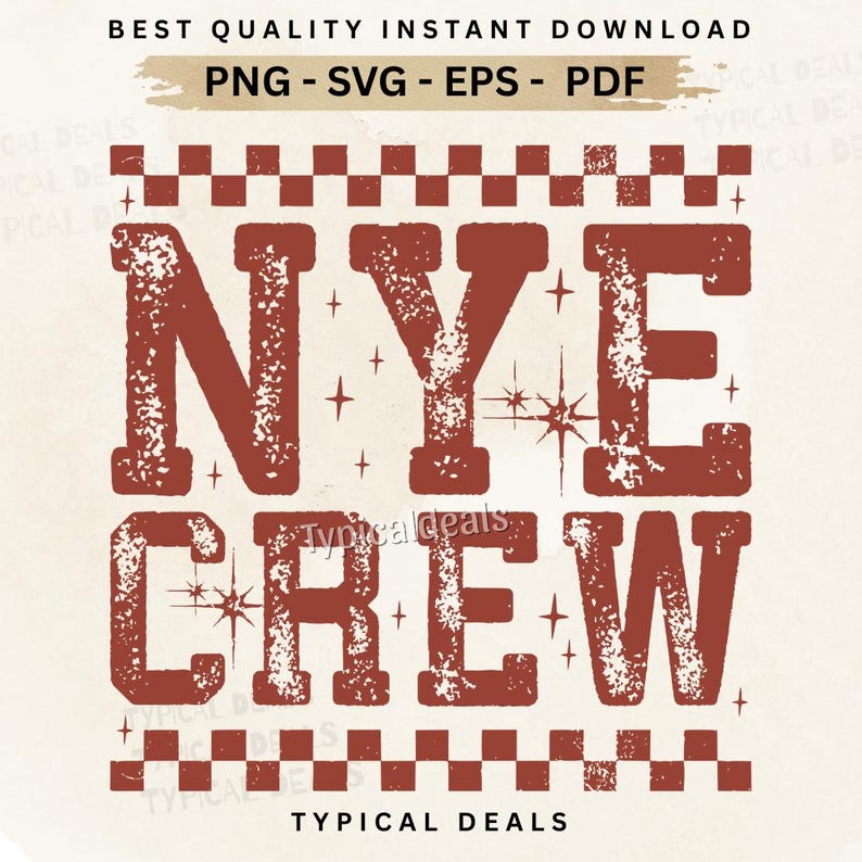 NYE Crew PNG SVG: New Year Checkered Text Design (digital Download) - Etsy