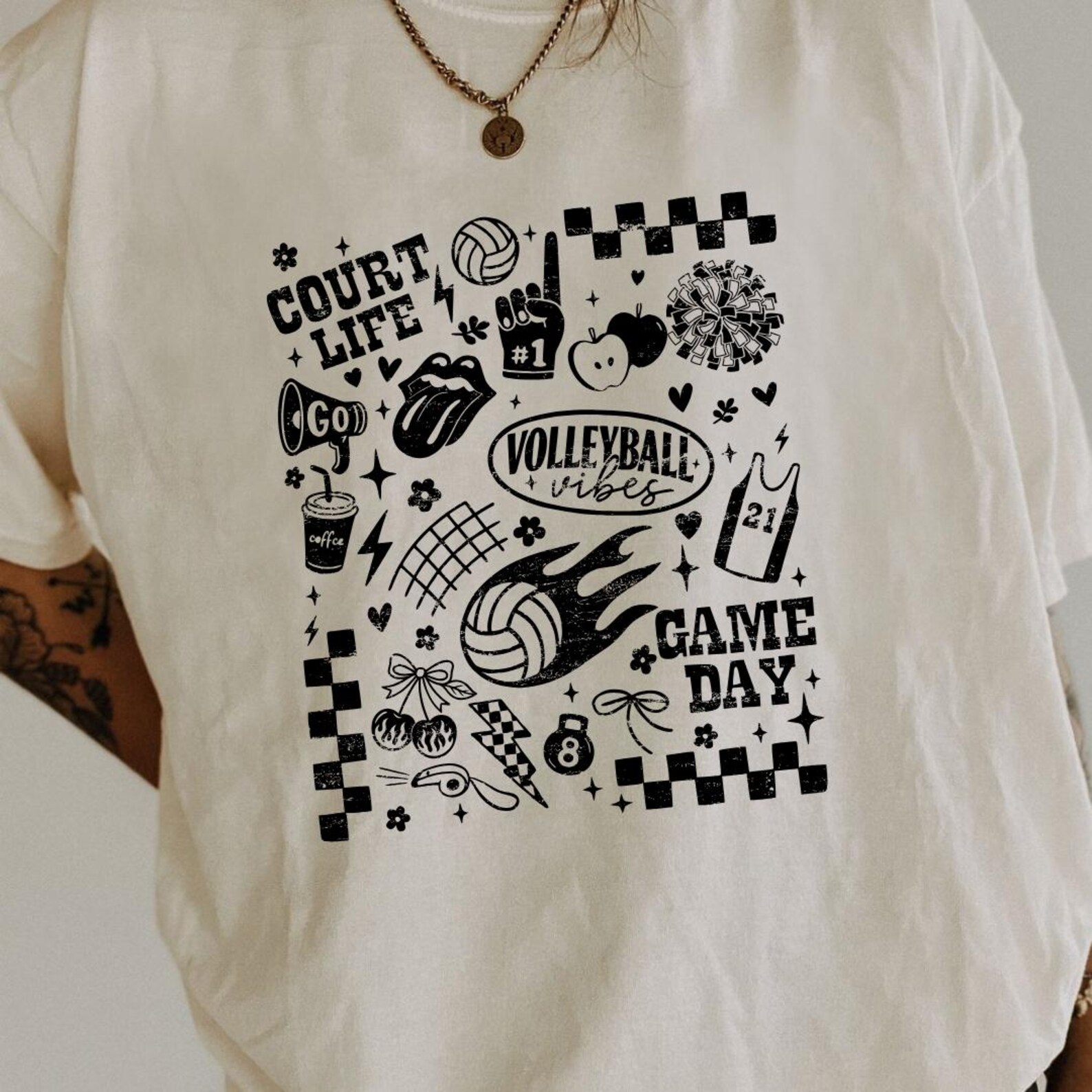 Retro Volleyball Vibes SVG PNG | Vintage Doodle Game Day Volleyball ...