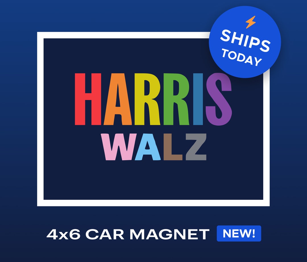 Harris Walz Rainbow Car Magnet Navy4x6 W USA Flag, Political Magnetic ...