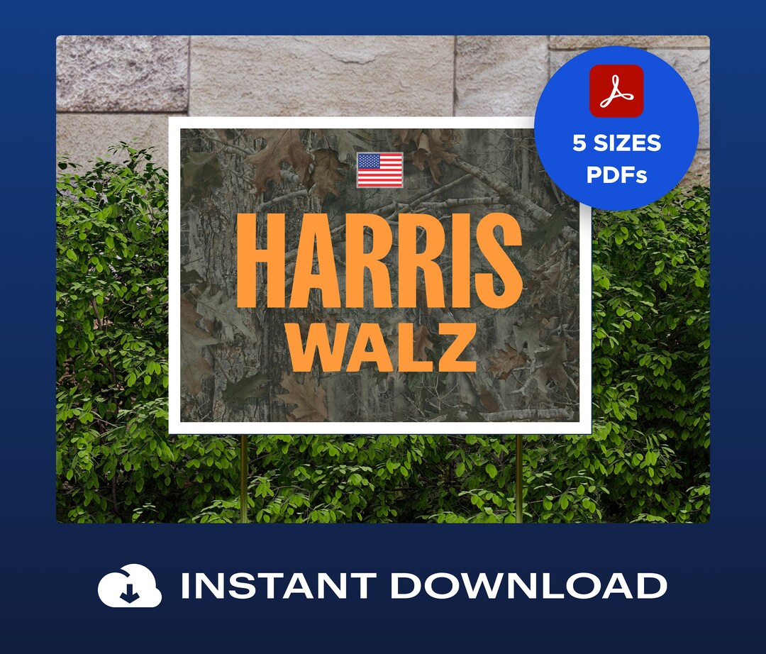 Printable Elect Harris Walz 2024 Camo Hat Sign, Pdfs Instant Download ...