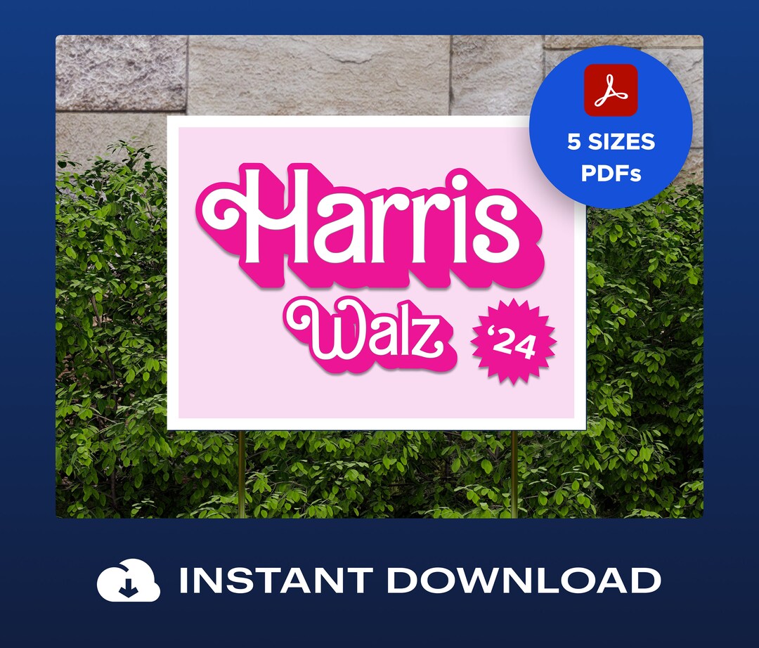 Printable Barbie Harris Walz Signs, PDF Instant Download DIY Election ...