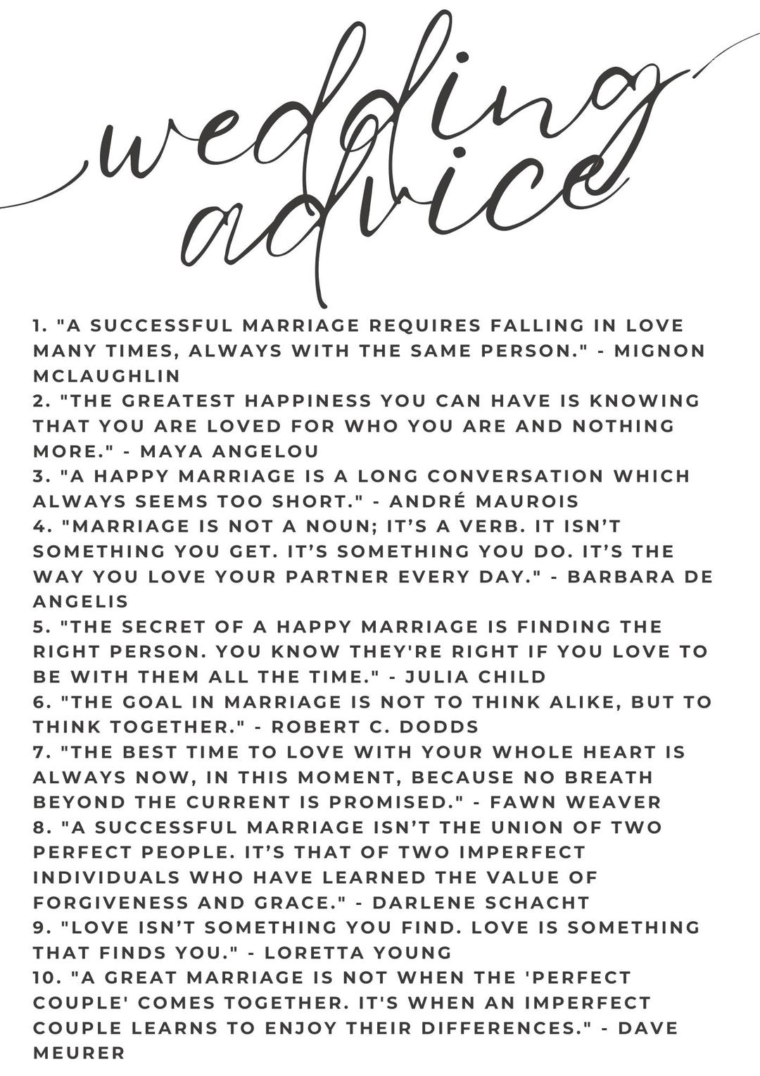Wedding Advice Poster - Etsy