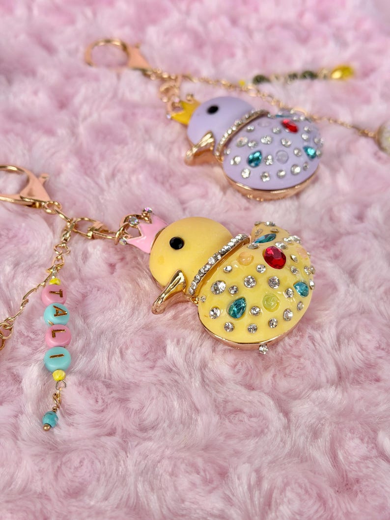 Personalized Bling Rubber Duck Keychain CUSTOM Dazzled Duck Bag Tag for ...