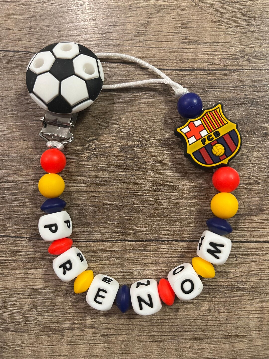 FC Barcelona Football Pacifier Clip, BARÇA - Gift Idea - Birthday ...
