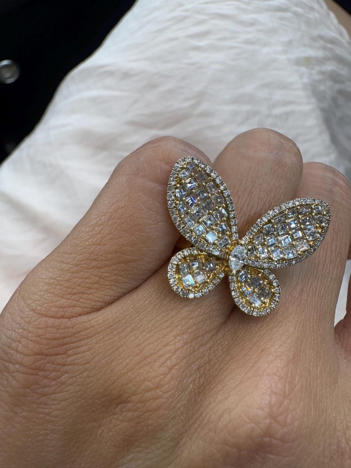 18K Yellow Gold Large Monarch Butterfly Ring Statement Ring - Etsy
