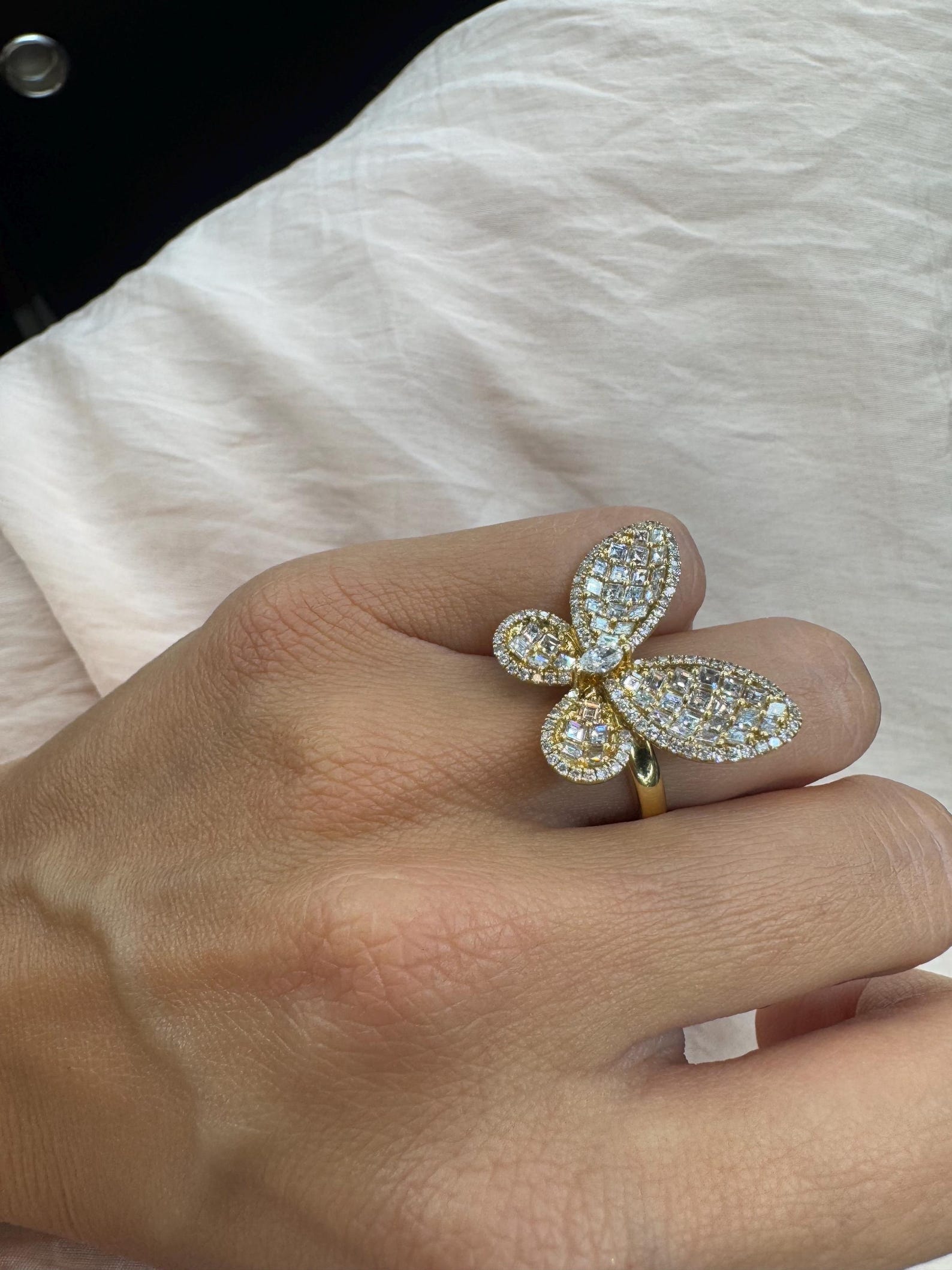 18K Yellow Gold Large Monarch Butterfly Ring Statement Ring - Etsy