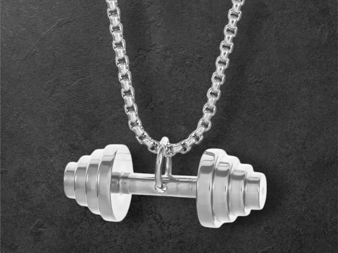 Stainless Steel Dumbbell Pendant Necklace – Gym Fitness Accessories for ...