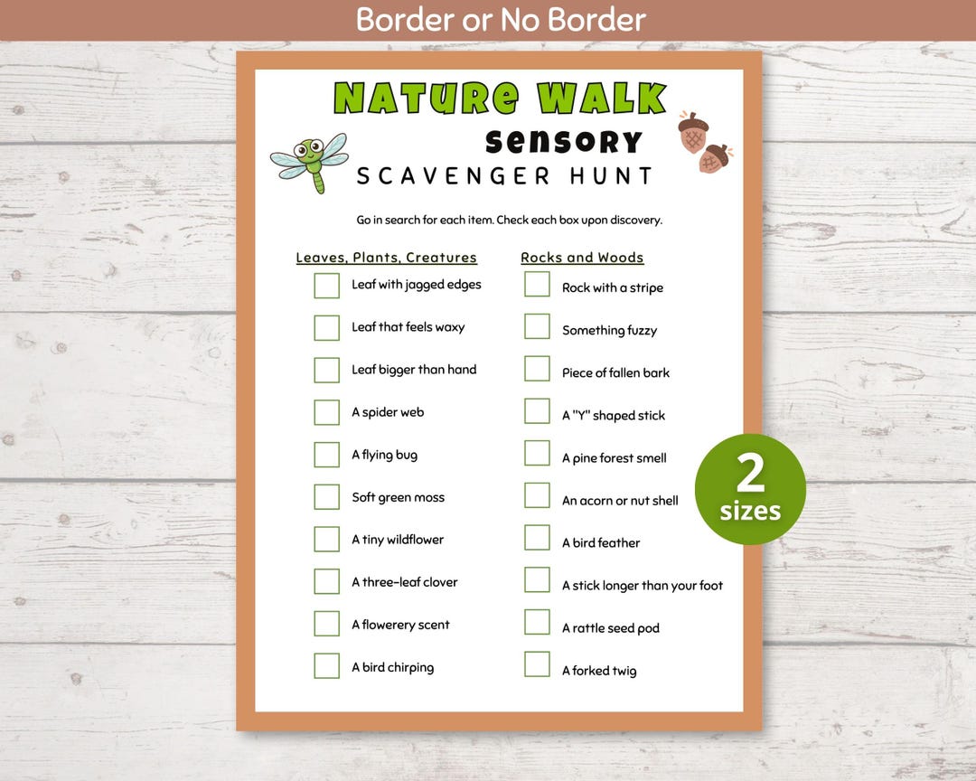 Outdoor Nature Scavenger Hunt Printable | Sensory Activity for Kids ...