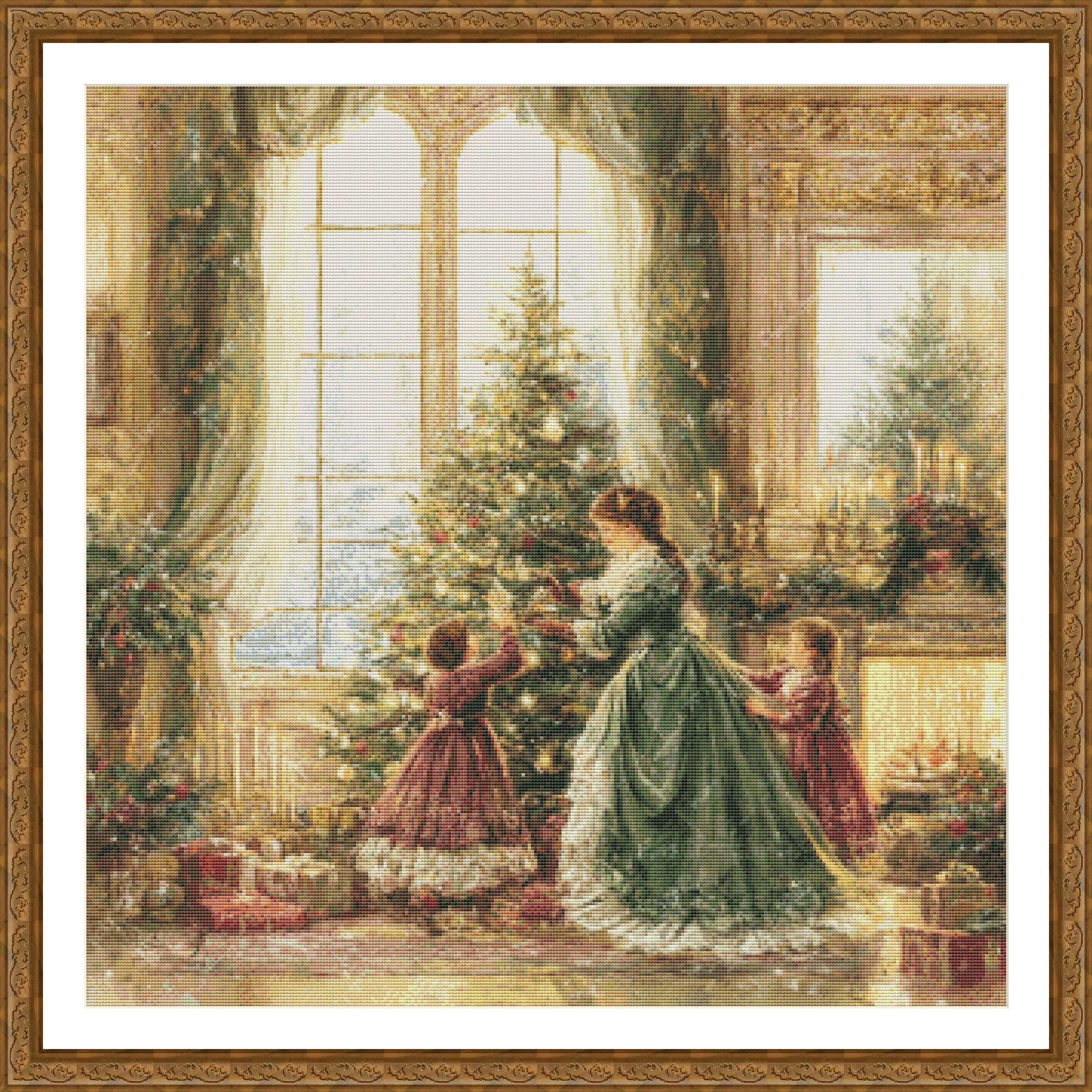 Victorian Christmas Cross Stitch Pattern | Vintage Holiday Scene ...