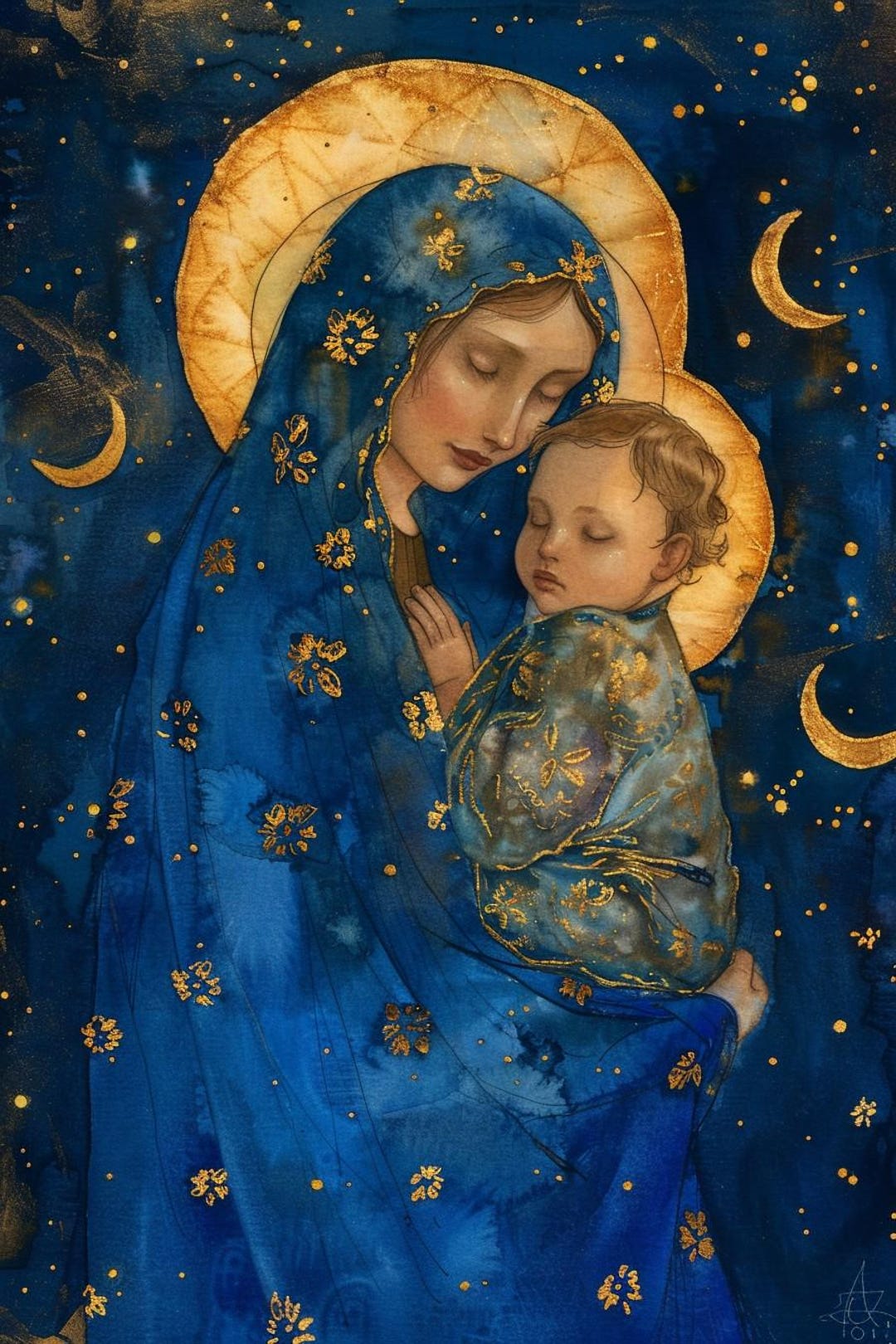 Virgin Mary & Child Cross Stitch Pattern, Holy Mother and Baby Jesus ...