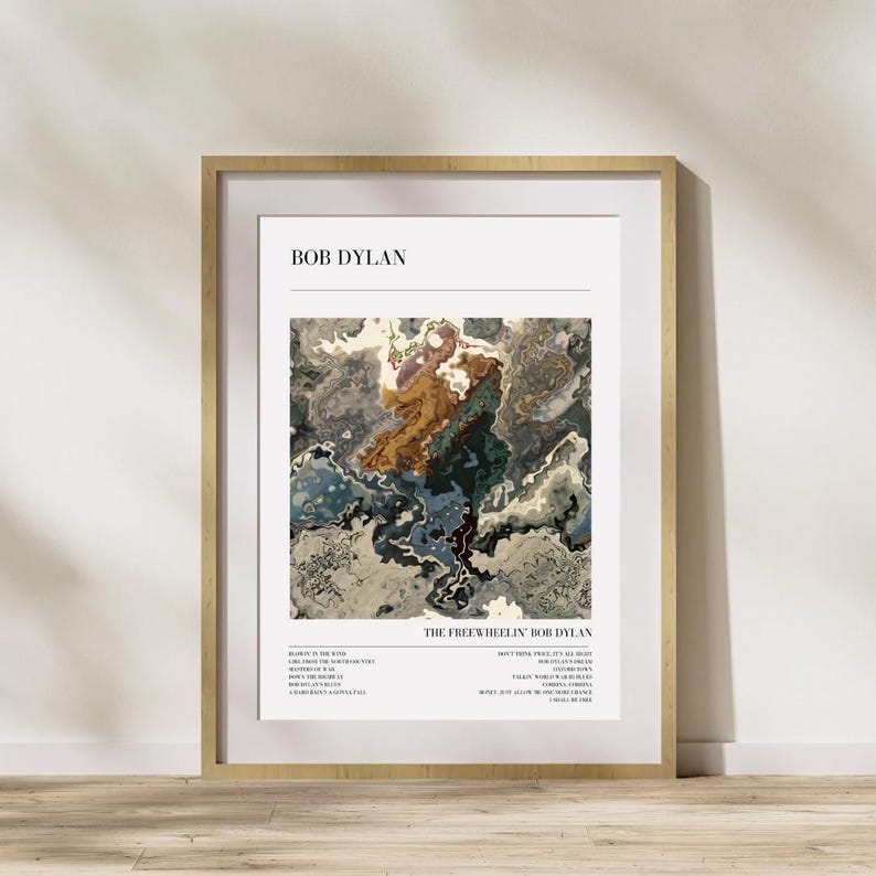 The Freewheelin Bob Dylan Album Cover Art Print Retro Trippy Wall Art ...