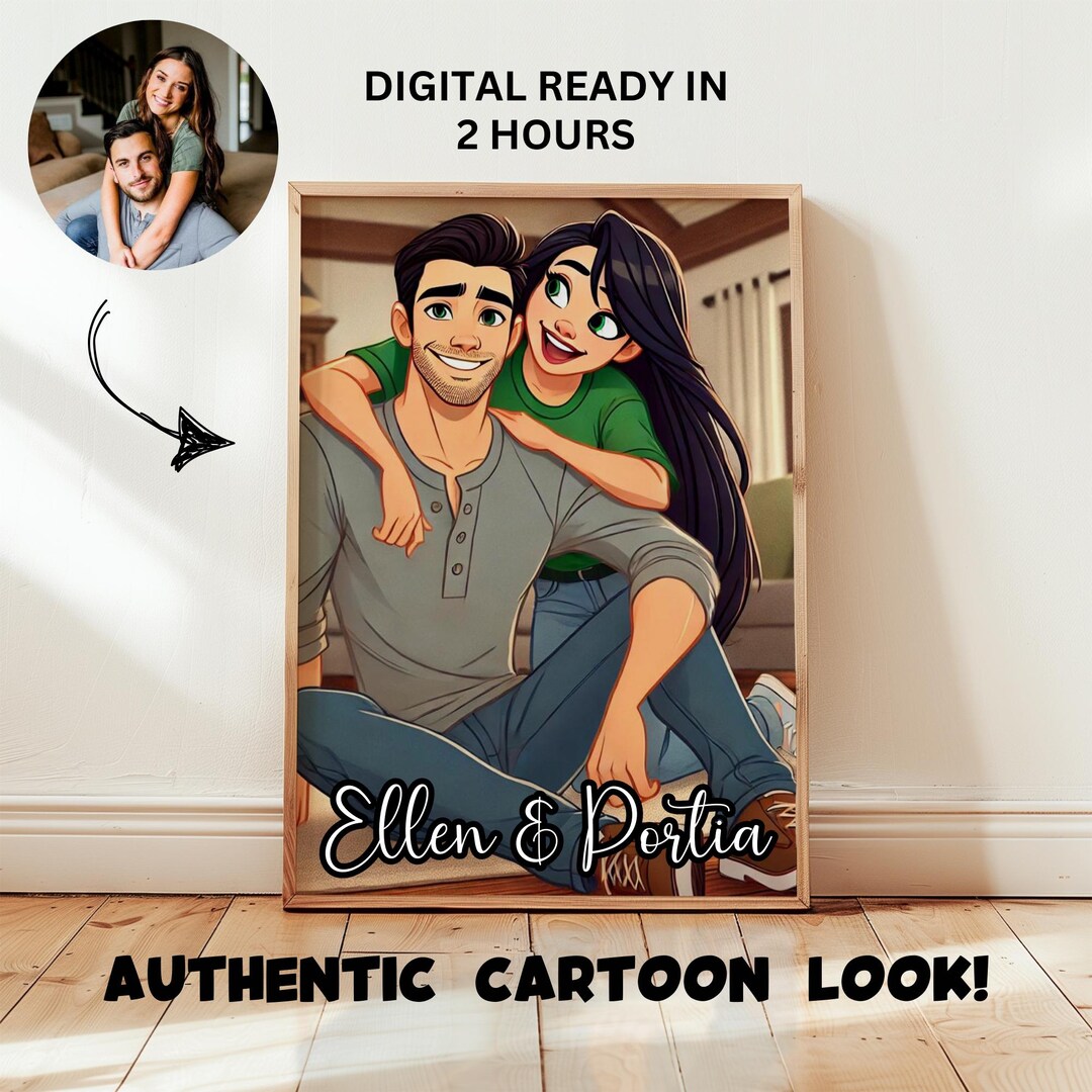 Custom Cartoon Couple Portrait From Photo, Personalized Character ...