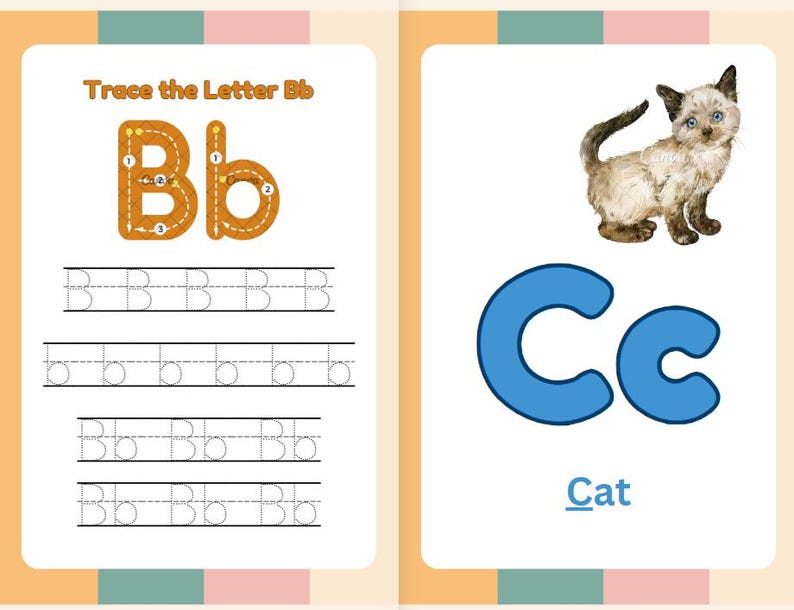 Colorful Tracing Alphabet Worksheet - Etsy