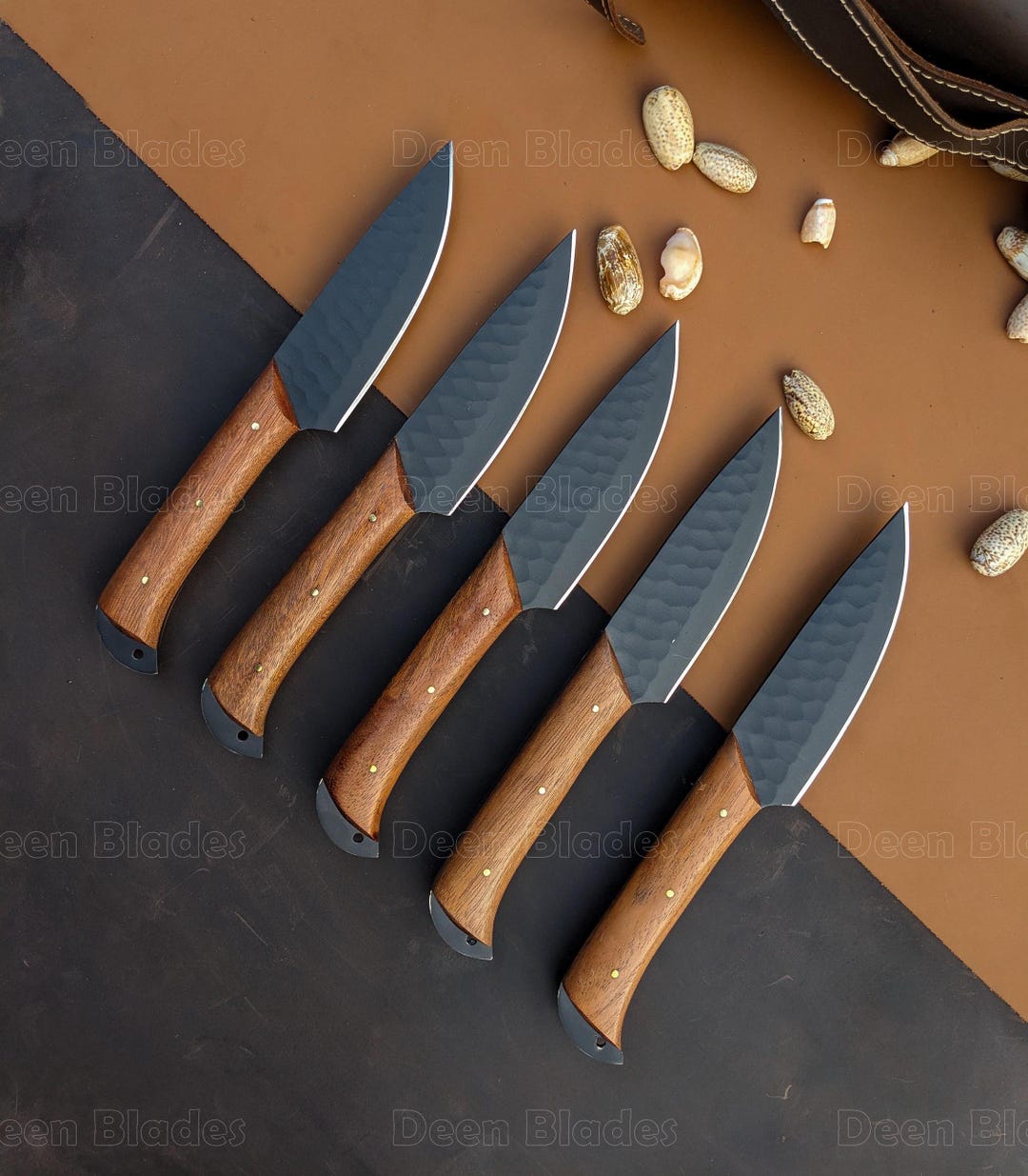 Personalized Black Powder Coated Steak Knives Set With Wooden Handle,table Steak Knives ...