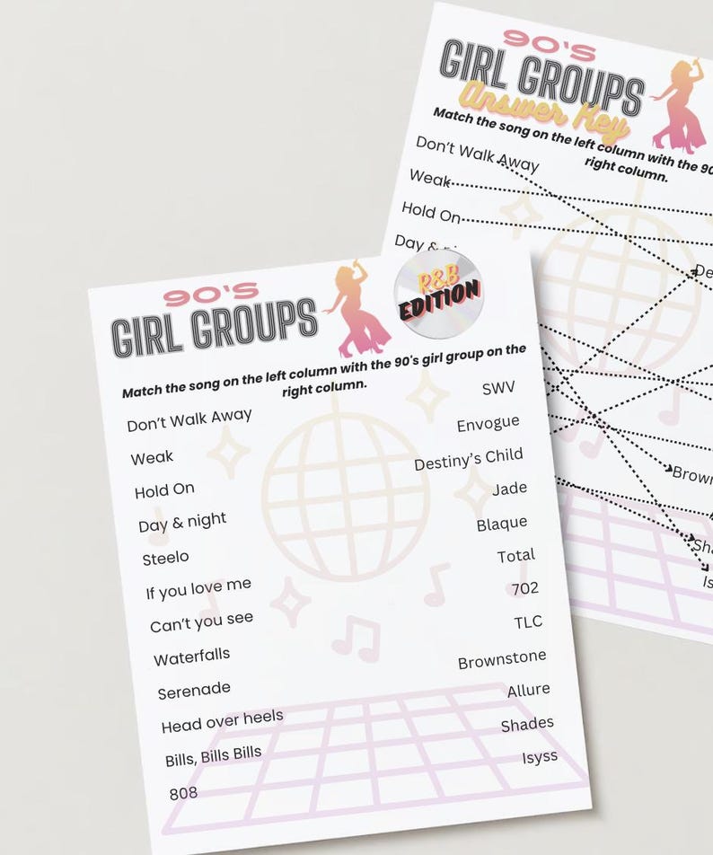 R&B Girl Groups 90's Match Up - Etsy