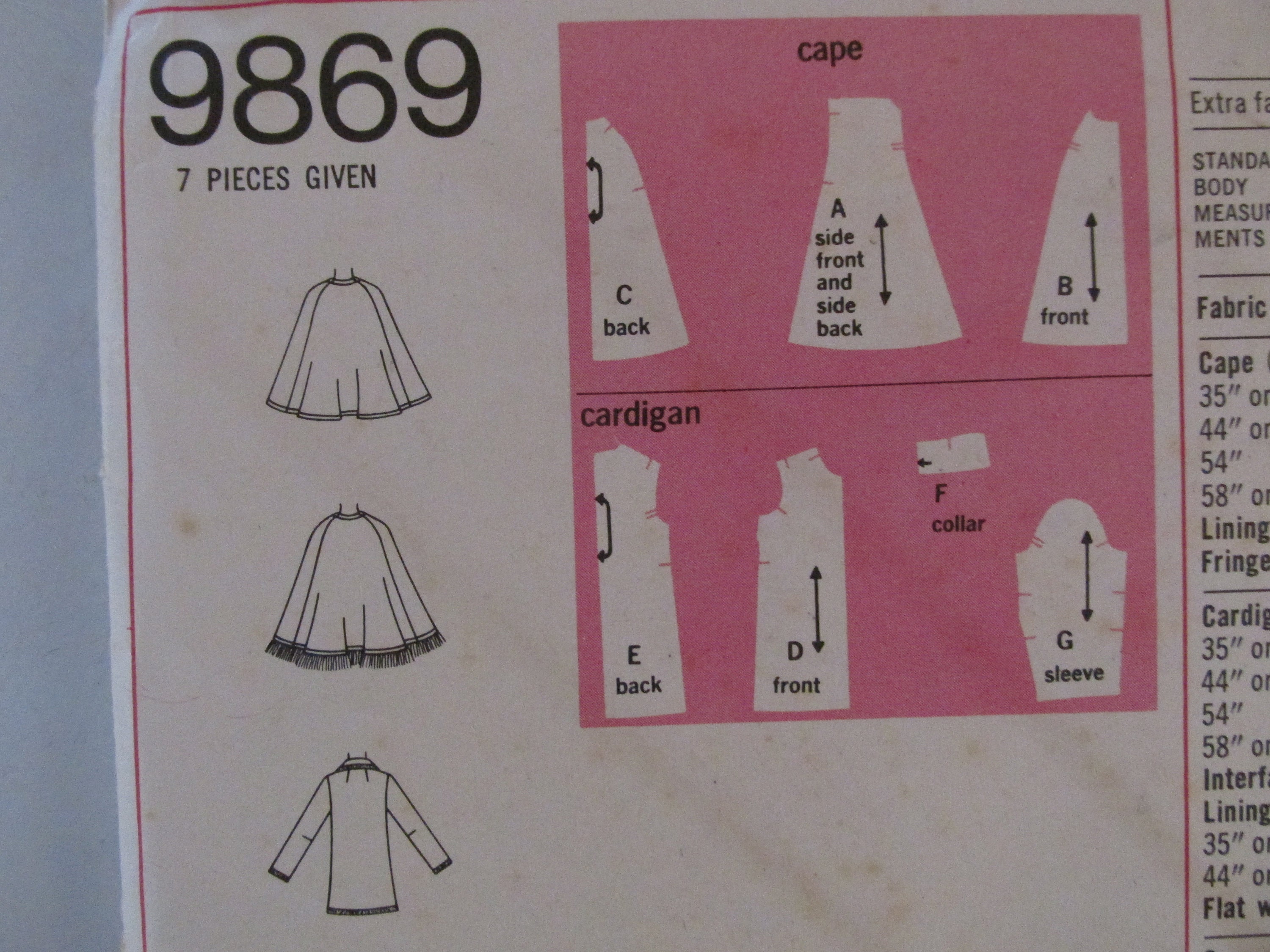 Simplicity CUT Sewing Pattern 9869 Misses Cape and | Etsy